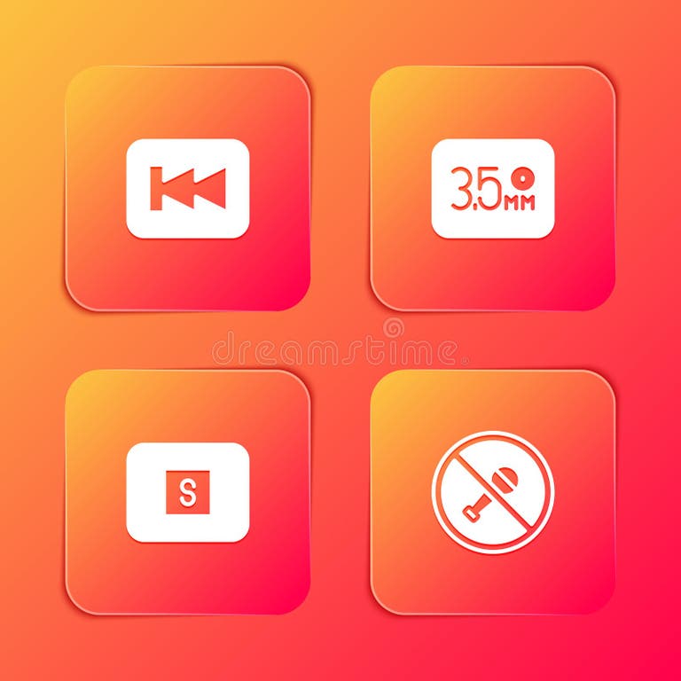 Set Rewind Button, Audio Jack, Stop Media and Mute Microphone Icon ...