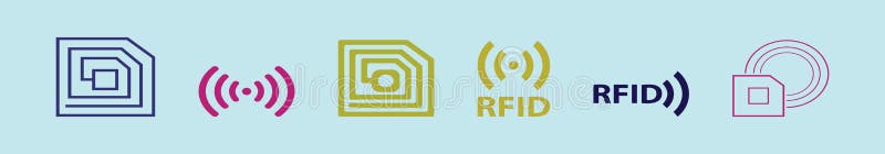 Set of Rfid Cartoon Icon Design Template with Various Models. Vector ...