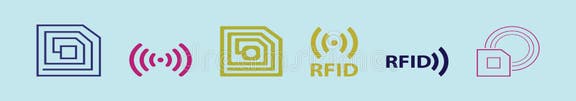 Set of Rfid Cartoon Icon Design Template with Various Models. Vector ...