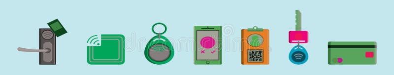 Set of Rfid Cartoon Icon Design Template with Various Models. Vector ...