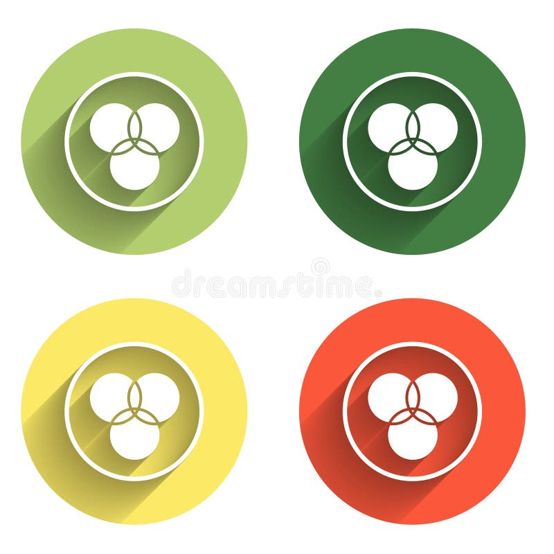 Set RGB and CMYK Color Mixing Icon Isolated with Long Shadow Background ...