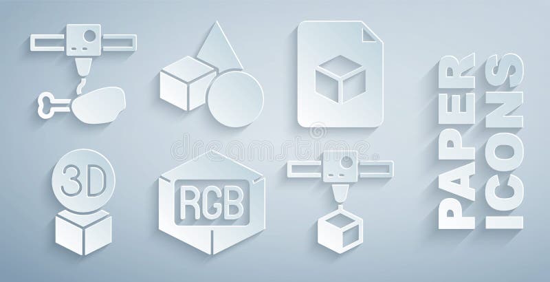 Set RGB and CMYK Color Mixing, Isometric Cube File, 3D Printer, Basic ...
