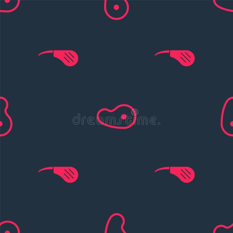 Set Rib Eye Steak and Steak Meat on Seamless Pattern. Vector Stock ...