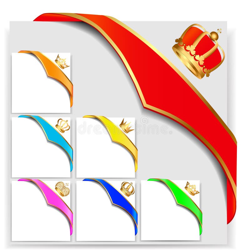 Set Ribbon Angular with Gold Crown Stock Vector - Illustration of ...