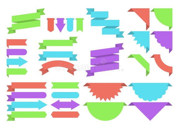 Set of Ribbon Collections of Various Shapes Stock Vector - Illustration ...
