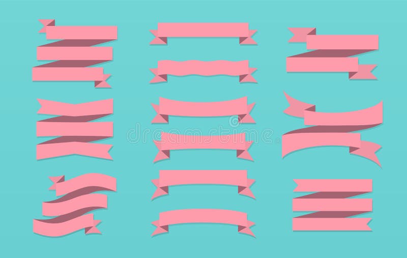 Set of Ribbons, Banners or Wrapping Tape Isolated on Background Stock ...