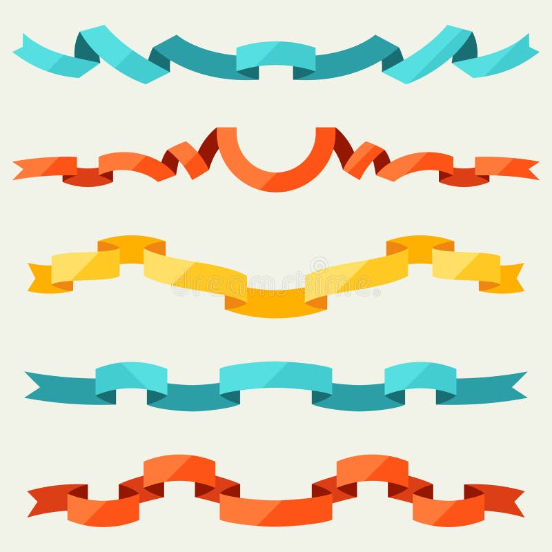 Set of Ribbons for Decoration in Flat Design Style Stock Vector ...
