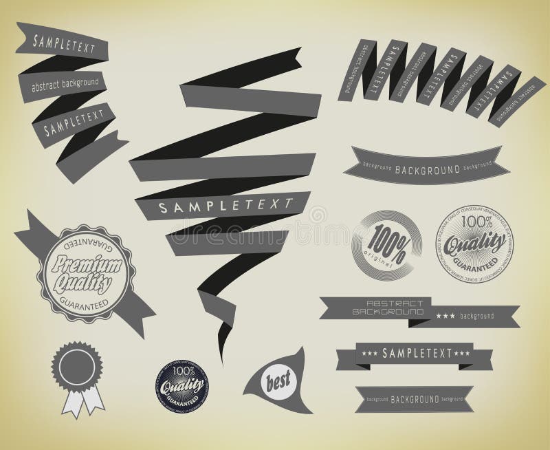 Set ribbons and label stock illustration. Illustration of banner - 35680417