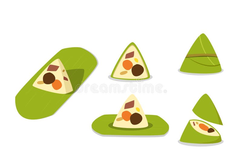 Set of Rice Dumpling Isolated on White, Vector Stock Vector ...