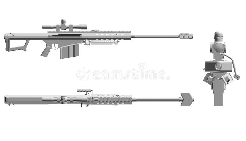 Set with Rifles with Telescopic Sight Isolated on White Background ...