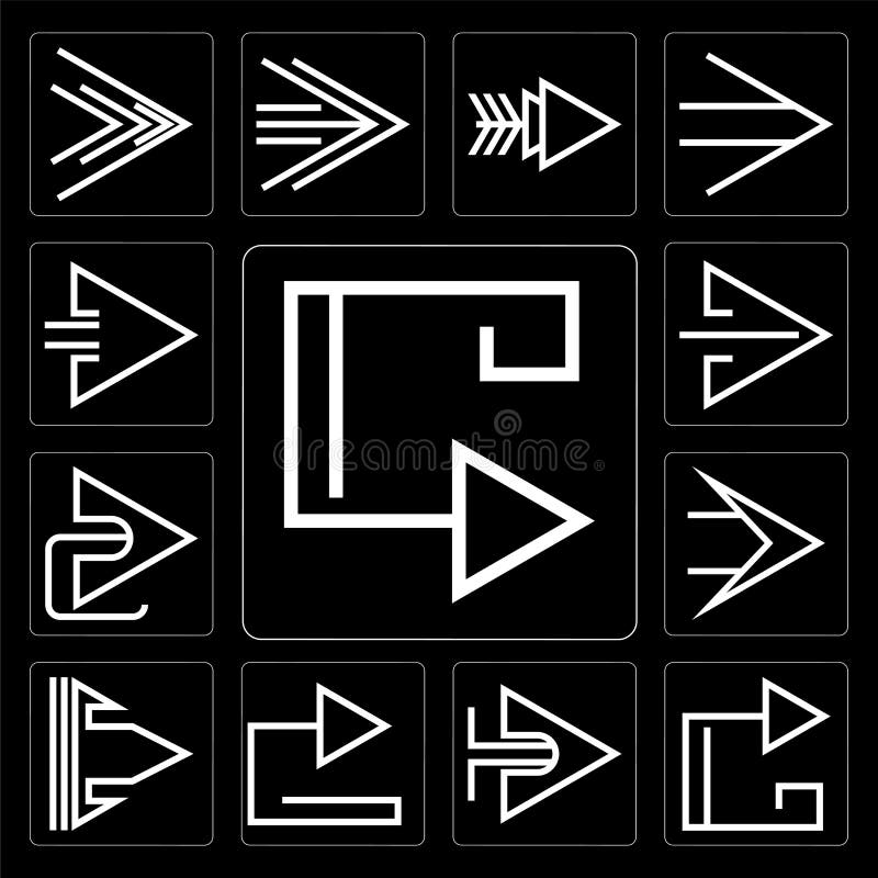 Set of Right Arrow, Editable Icon Pack Stock Vector - Illustration of ...