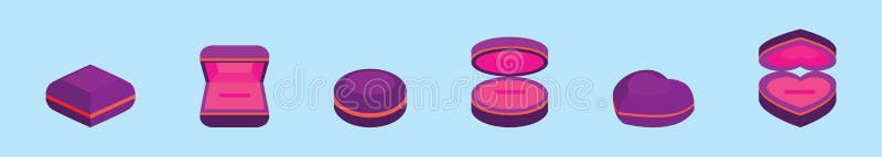 Set of Ring Box Cartoon Icon Design Template with Various Models ...