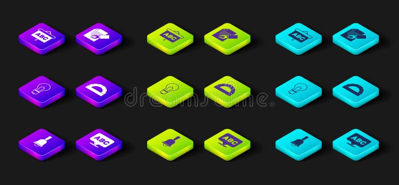 Set Ringing Bell, Alphabet, Light Bulb with Idea, Protractor Grid, Exam ...