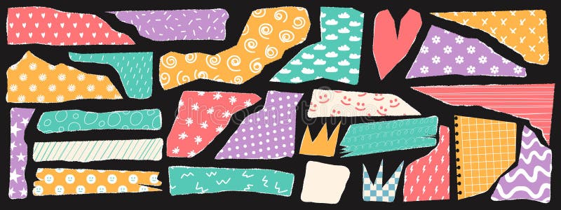 Set of Ripped Paper Sheets with Funny Pattern. Design Elements for ...