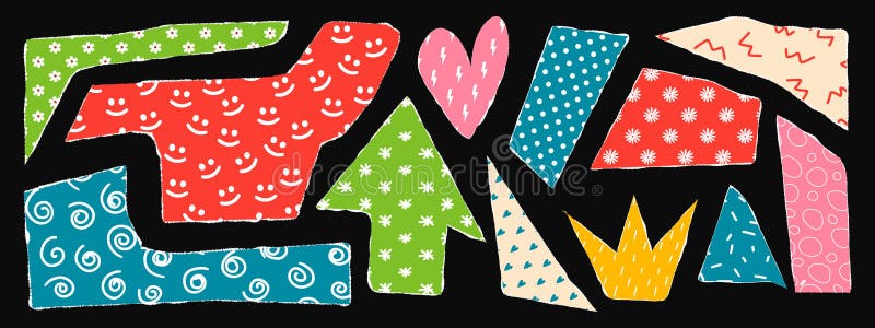 Set of Ripped Paper Sheets with Funny Pattern. Trendy Elements for ...