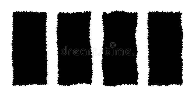 Set of Ripped Paper Textures. Black Rectangle Shapes with Torn Edges ...