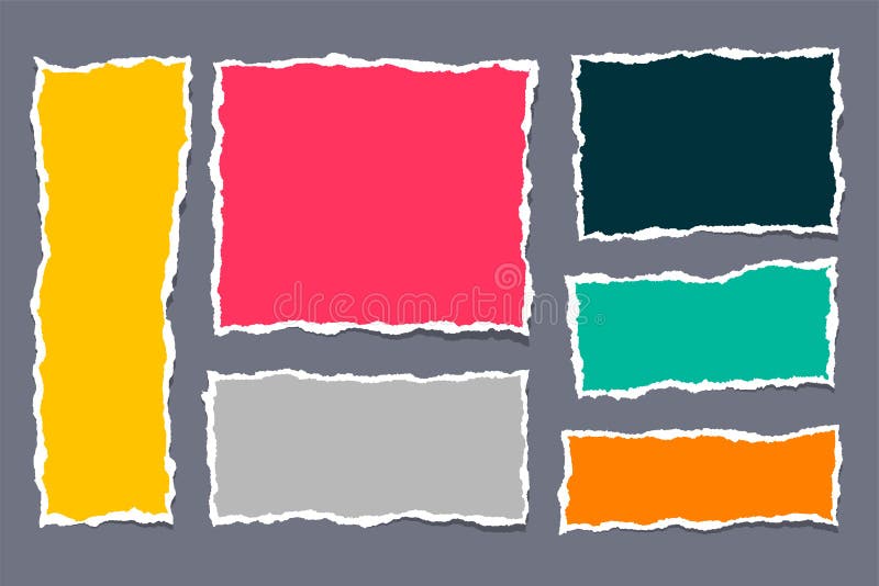 Set of Ripped Torn Papers in Many Colors Stock Vector - Illustration of ...