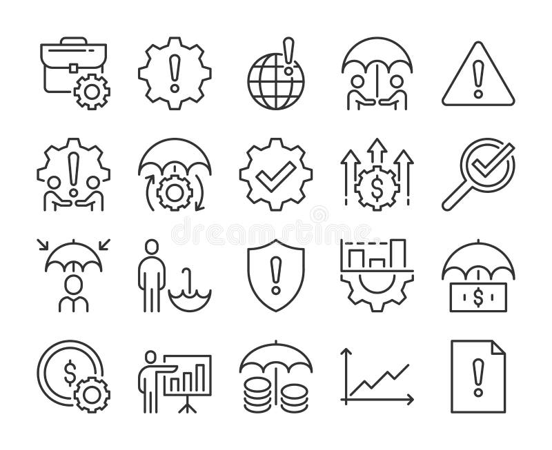 Set of Risk Management Line Icons. Vector Illustration. Editable Stroke ...