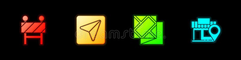 Set Road Barrier, Infographic of City Map Navigation, Folded and ...
