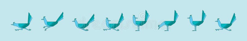 Set of Road Runner Cartoon Icon Design Template with Various Models ...