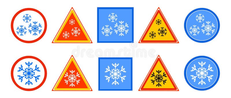 Set of Road Sign for Cold Isolated on White Background. Stock Vector ...