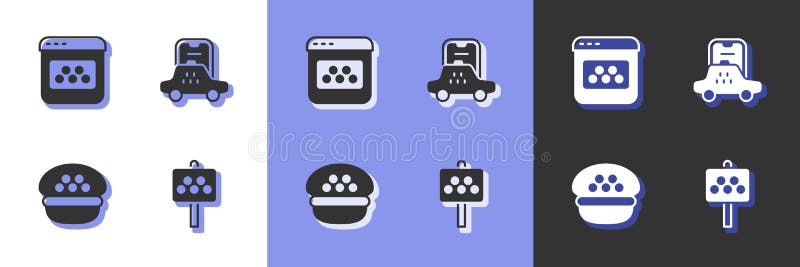 Set Road Sign for a Taxi Stand, Taxi Mobile App, Driver Cap and Icon ...