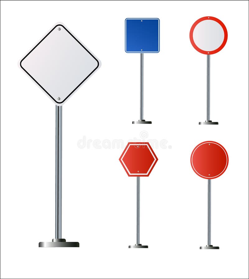 Set of Road Signs Isolated on Transparent Background. Vector ...