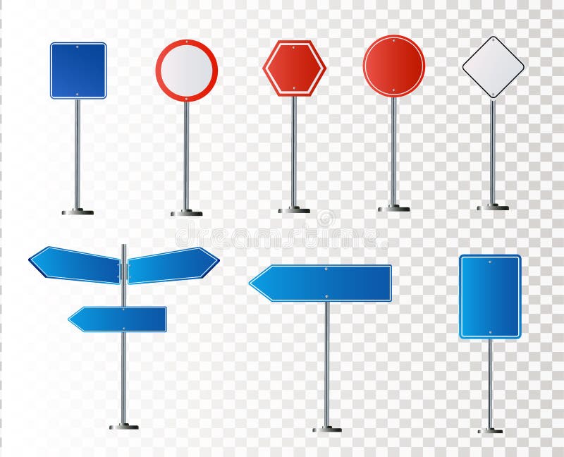 Set of Road Signs Isolated on White Background. Vector Illustration ...