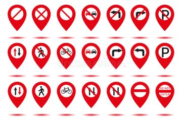 Set of Road Signs on Maps. Vector Illustration Stock Vector ...