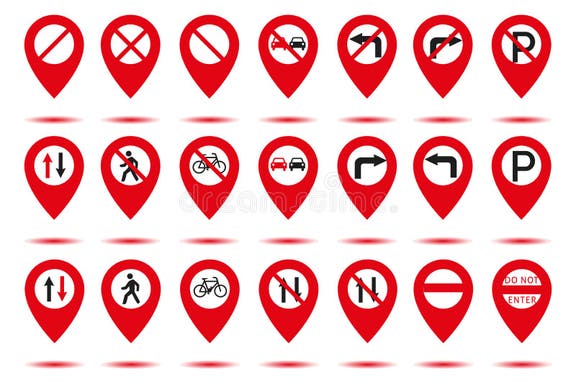Set of Road Signs on Maps. Vector Illustration Stock Vector ...