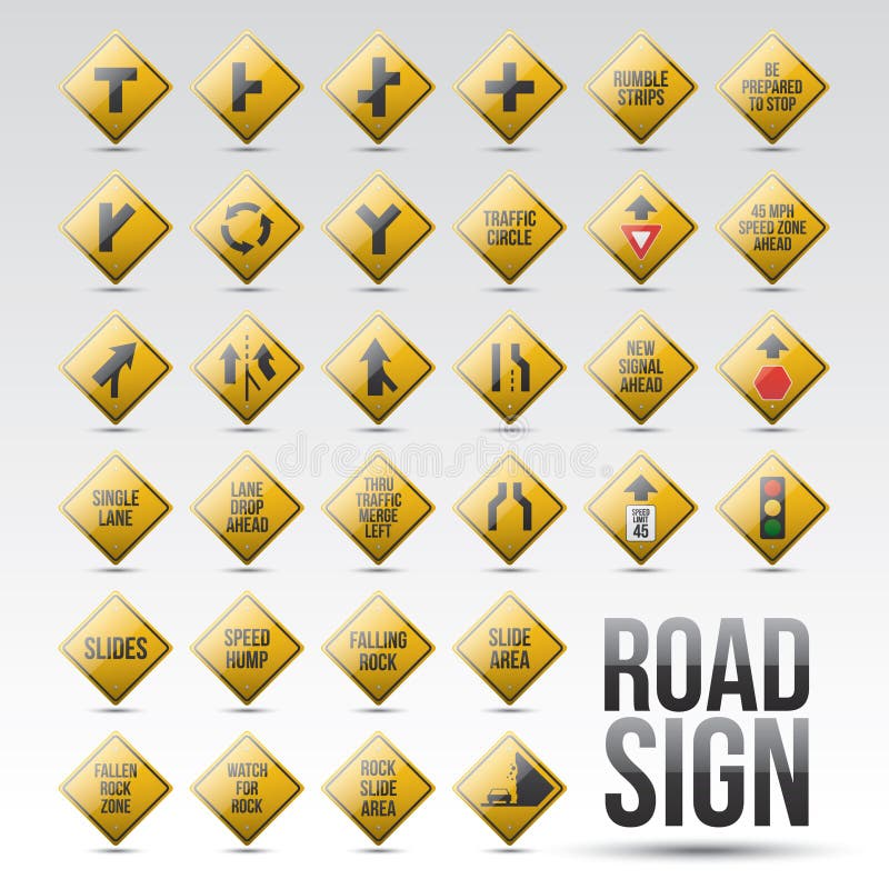 Set of Road Signs. Vector Illustration Decorative Design Stock ...