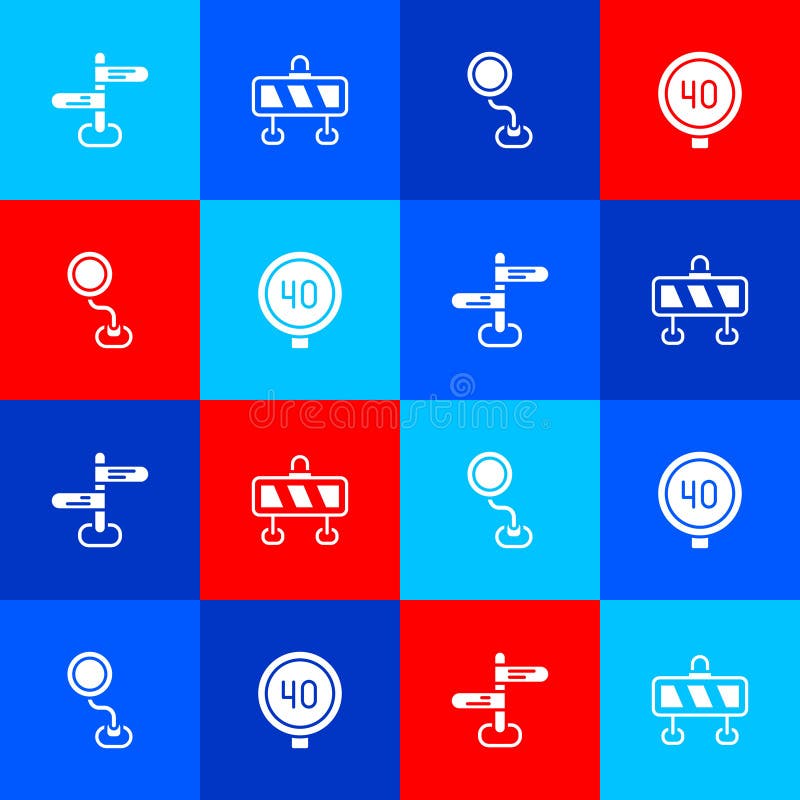 Set Road Traffic Sign, Barrier, and Speed Limit Icon. Vector Stock ...