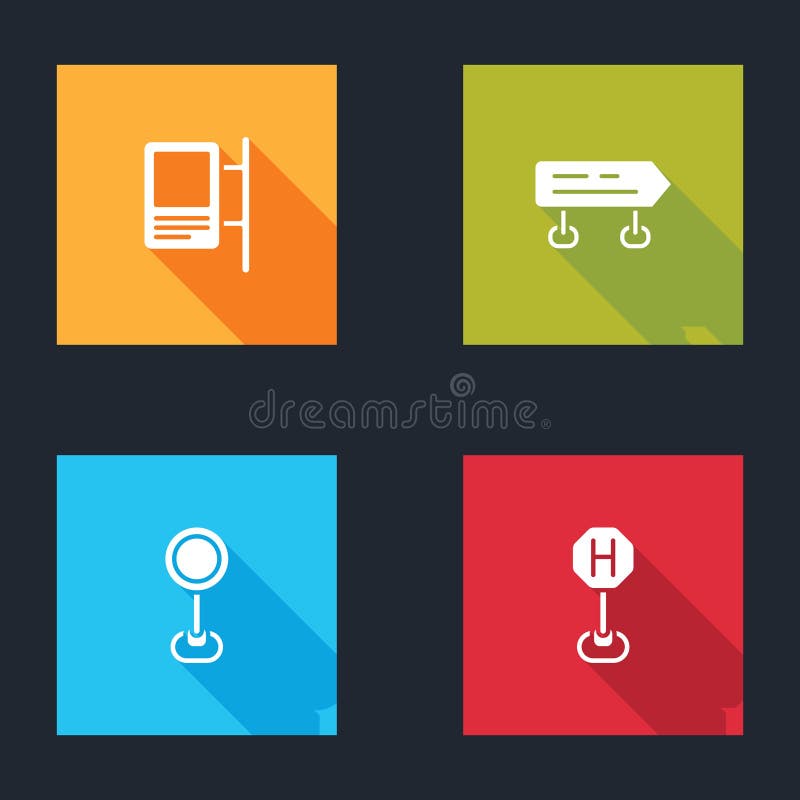 Set Road Traffic Sign, , and Hospital Road Icon. Vector Stock Vector ...