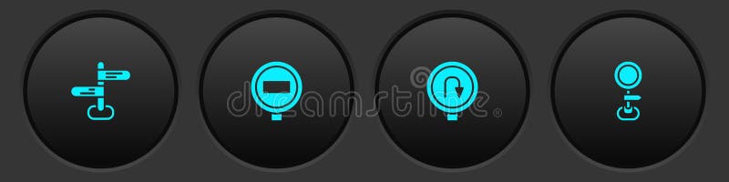 Set Road Traffic Sign, Stop, Turn Back Road and Icon. Vector Stock ...