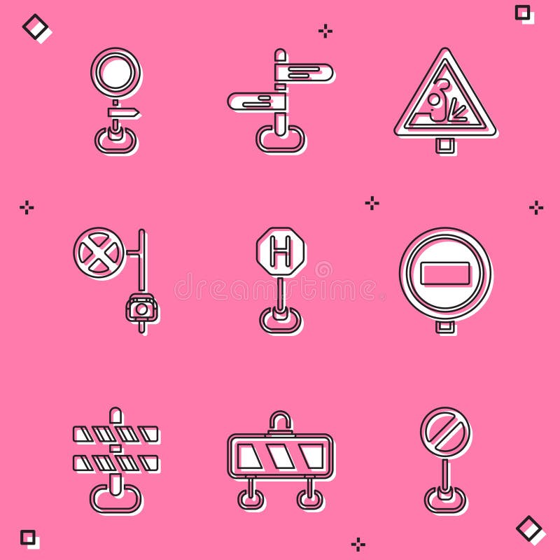 Set Road Traffic Sign, Warning Road, Stop with Camera, Hospital ...