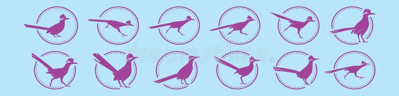 Set of Road Runner Cartoon Icon Design Template with Various Models ...