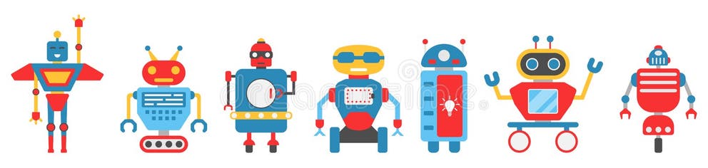 Set Robot Character. Androids, Monsters, Cyborgs, Humanoids Stock ...