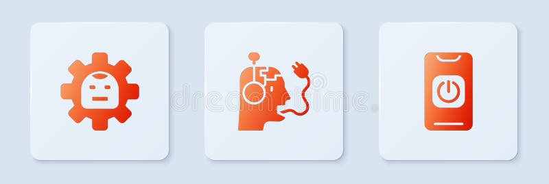 Set Robot Charging Battery, and Turn Off Robot from Phone. White Square ...