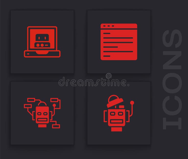 Set Robot, Creating Robot, Computer Api Interface and Icon. Vector Stock Vector - Illustration ...