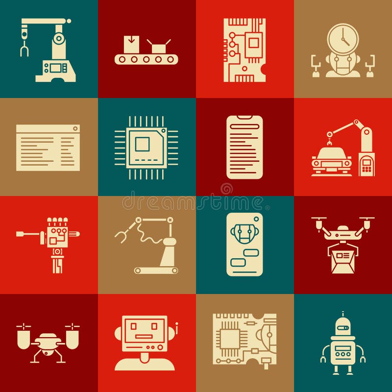 Set Robot Electronic Computer Components Motherboard Digital Chip Processor With Microcircuits