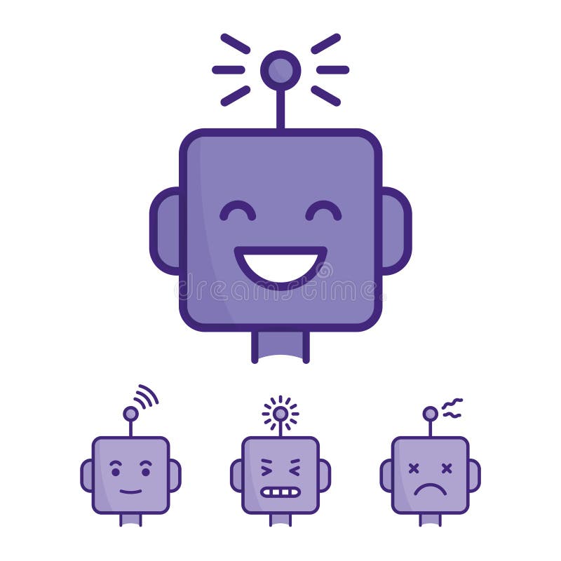 Set of Robot Face Icons. Different Expressions Stock Vector ...