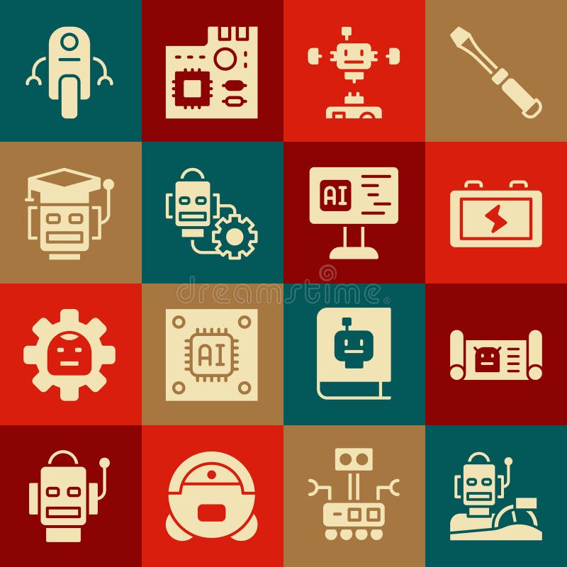 Set Robot Humanoid Driving a Car, Blueprint, Battery, Disassembled ... Set Robot Humanoid Driving a Car, Blueprint, Battery, Disassembled ...