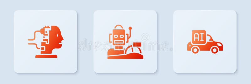 Set Robot Humanoid Driving a Car, for Maintenance and Autonomous Smart ...