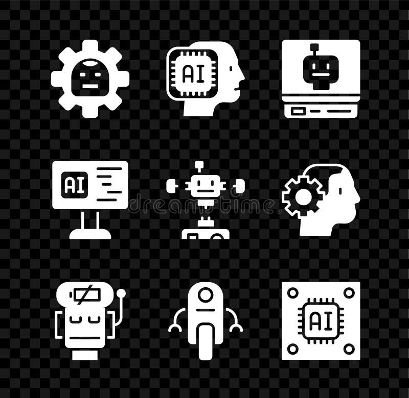 Set Robot, Humanoid Robot, Low Battery Charge, Processor with ... Set Robot, Humanoid Robot, Low Battery Charge, Processor with ...