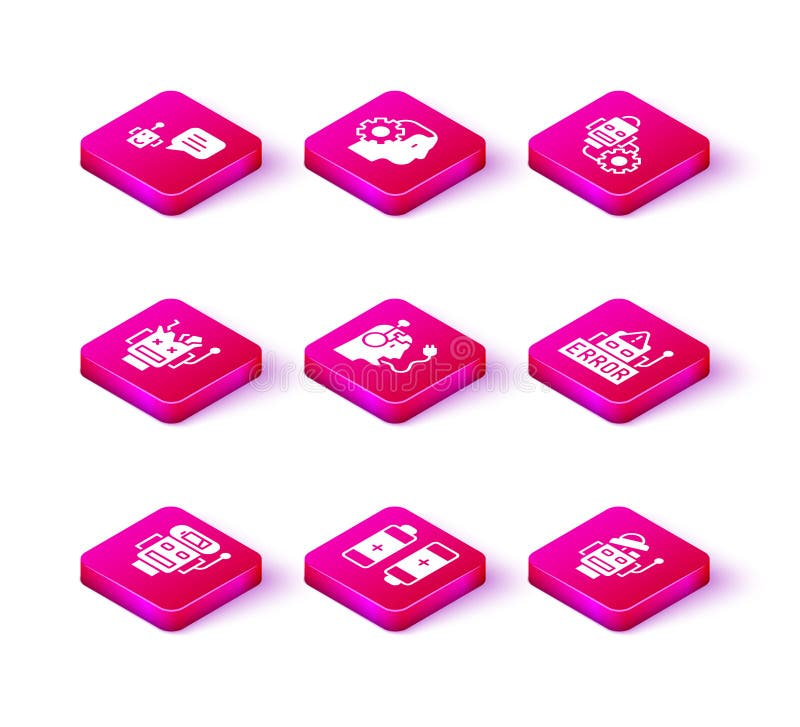 Set Robot Low Battery Charge, Battery, Broken Robot, Charging, Error ...