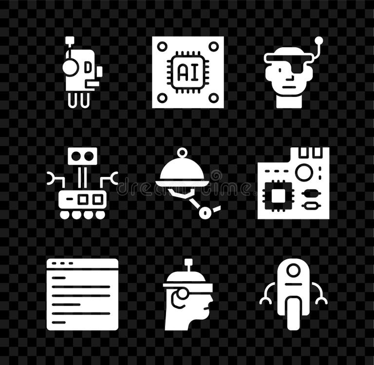Set Robot, Processor with Microcircuits CPU, Smart Glasses, Computer ...