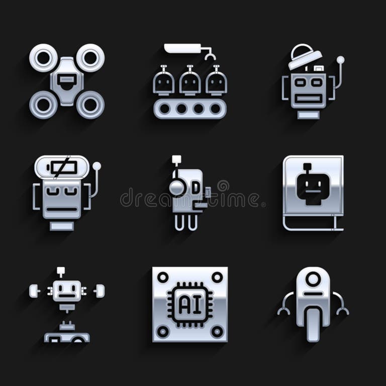 Set Robot, Processor with Microcircuits CPU, User Manual, Disassembled Robot, Low Battery Charge ...