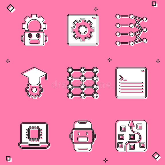 Set Robot Setting, Computer Api Interface, Neural Network, Graduation Cap, Web Developer ...