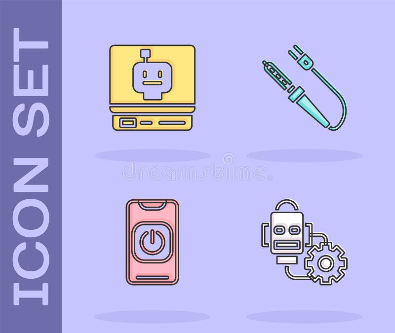 Set Robot Setting, , Turn Off Robot from Phone and Soldering Iron Icon ...