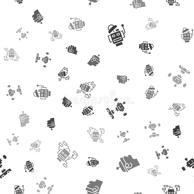 Set Robot, Smart Glasses, Disassembled Robot and on Seamless Pattern ... Set Robot, Smart Glasses, Disassembled Robot and on Seamless Pattern ...
